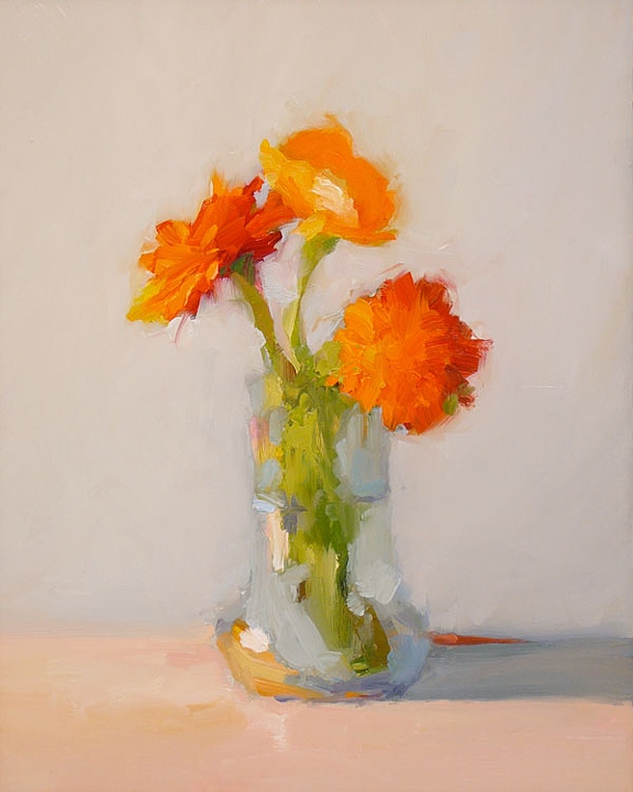 Susan Nally - Three Flowers in Flared Vase